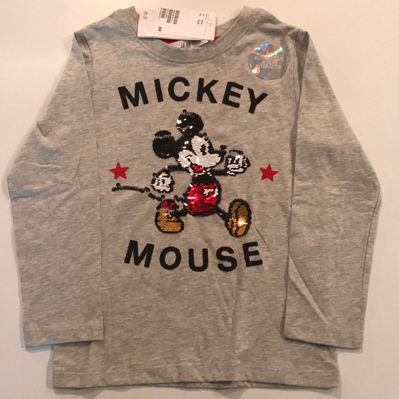 H&M | Shirts & Tops | Hm Mickey Mouse Shirt Motif Im Interactive 46y ...